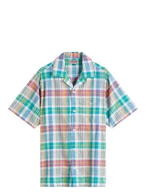 DUBBLEWARE Quincy Madras Vacation Shirt - Green/pink