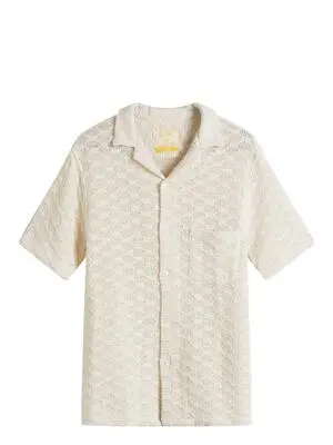 Portuguese Flannel Net Cotton Knit Vacation Shirt - Natural