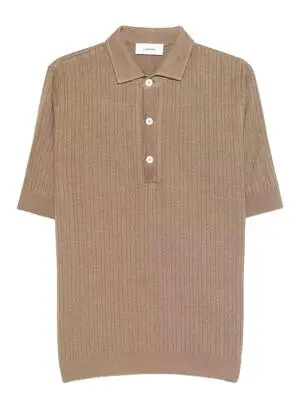 LARDINI Ribbed Polo Shirt - Brown