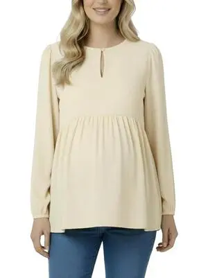 Motherhood Maternity Long Sleeve Empire Waist Woven Blouse - Soft Yellow