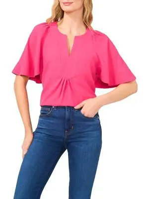 CECE DUPRAZ CeCe Flutter Sleeve Crepe Top Bright Rose