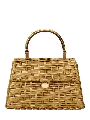 Cult Gaia Sybil Nano Metallic Woven Crossbody Bag - Brushed Brass