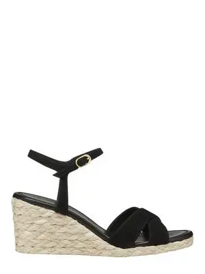 STUART WEITZMAN Stuart Weitzman Dayna Suede Wedge Espadrilles Black
