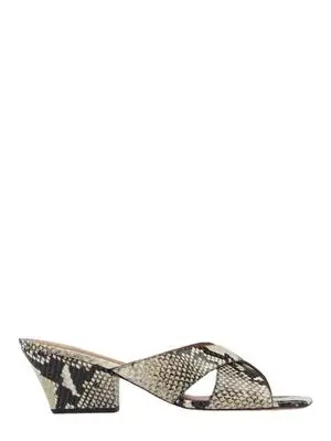 Paris Texas Arizona Snake-embossed Leather Mule Sandals - Naturale