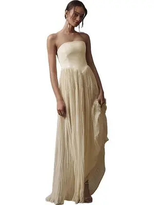 DELFI COLLECTIVE Lourdes Strapless Maxi Dress - Butter Cream