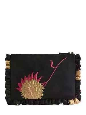 La DoubleJ Floral Clutch - Black