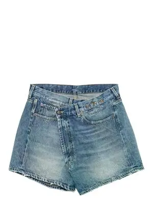 R13 Crossover Denim Shorts - Blue