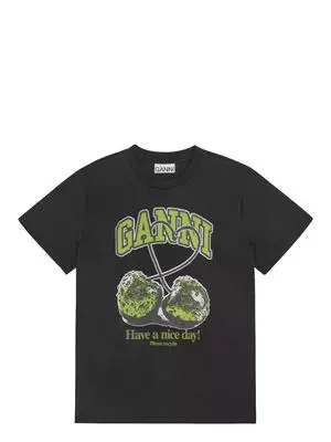 GANNI Printed T-shirt - Black