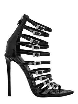 Philipp Plein Skull Leather Sandals - Black
