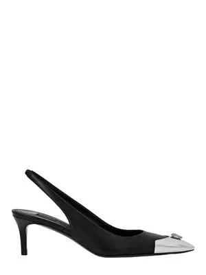 Philipp Plein Skull Strass Slingback Pumps - Black