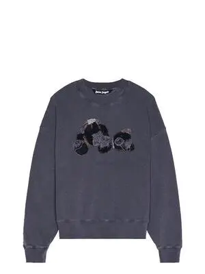 Palm Angels Palm Angels Patchwork Rippled Bear Crewneck Sweatshirt Indigo Light