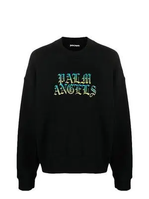 Palm Angels Gothic Logo Crewneck Sweatshirt - Black