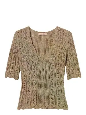 TWINSET Pointelle-knit Top - Neutrals