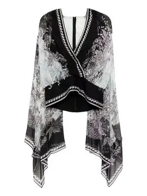 Elie Saab Printed Chiffon Blouse - Black