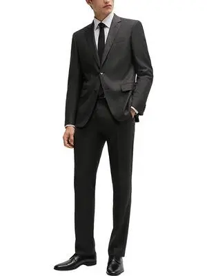 BOSS H-huge Weave Textured Wool Slim Fit Suit - Dark Green