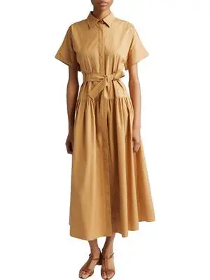 Max Mara Max Mara Agoraio Cotton Belted Shirt Dress Caramel