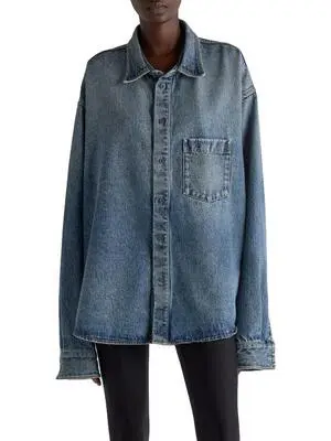 Balenciaga Cocoon Oversize Denim Shirt - Sun Bleached Blue