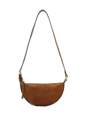 ALL SAINTS Half Moon Suede Crossbody Bags - Cognac Brown