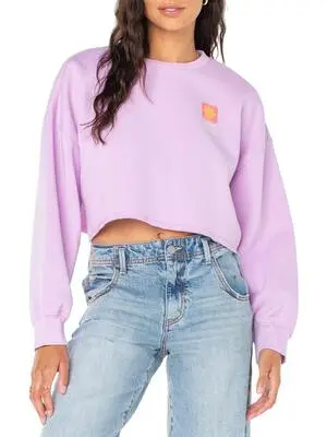 Roxy Morning Hike Graphic Crop Sweatshirt - Orchid Bouquet Solid