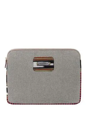 K'AI & VROSI Zipped, Patterned Canvas Laptop Casefor 13" Gray