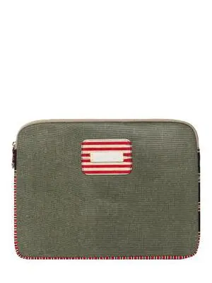 K'AI & VROSI Zipped, Patterned Canvas Laptop Casefor 13" Green