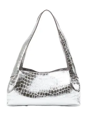 Rag & Bone Slade Croc Embossed Metallic Shoulder Bag - Silver