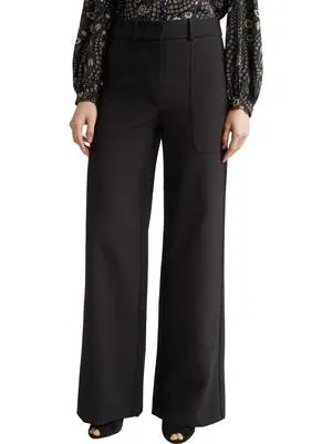 Veronica Beard Cole Wide Leg Trousers - Black