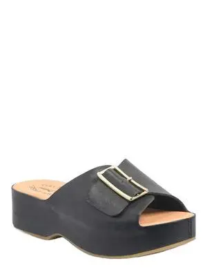 Kork-Ease® York Platform Slide Sandal - Black Leather