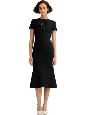 Scanlan Theodore Crepe Knit Cravat Dress Black