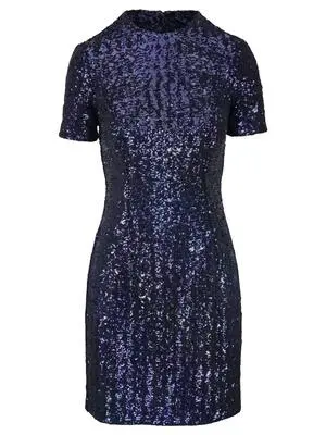 Michael Kors Sequinned Short-sleeve Dress - Blue