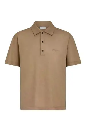 FERRAGAMO Signature Cotton Polo Shirt - Neutrals