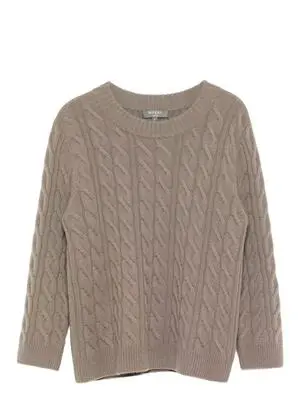N.peal Emilia Cable Round Neck Jumper - Brown