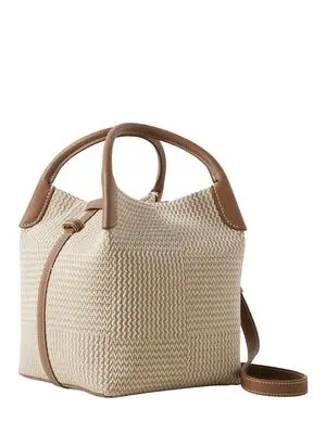 Loro Piana Bale Small Leather-trimmed Woven Cotton Shoulder Bag - Ecru