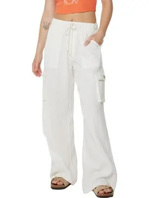 Roxy Precious Cargo Cotton Gauze Pants - Egret