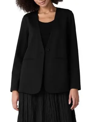 Eileen Fisher Eileen Fisher V-Neck Ponte Longline Jacket Black