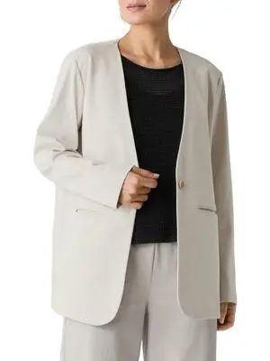 Eileen Fisher Eileen Fisher V-Neck Ponte Longline Jacket Chalk