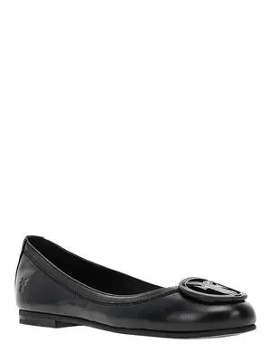 Frye Carson Logo Leather Ballet Flat - Black