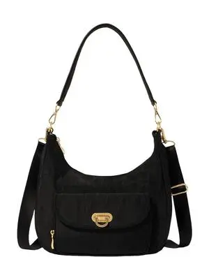 BAGGALLINI BAGGALLINI Coastal Flip Lock Half Moon Bag Black W/gold Hardware