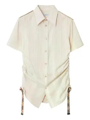 Burberry Striped Silk Shirt - Neutrals