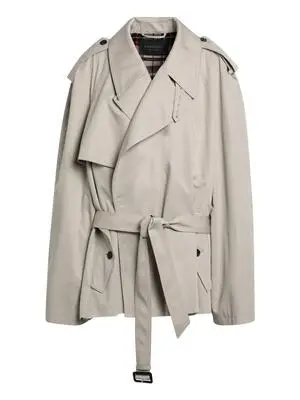 Balenciaga Cropped Cotton Twill Trench Coat - Beige