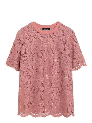 Dolce & Gabbana Floral Lace T-shirt - Pink
