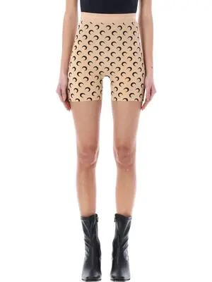 MARINE SERRE Printed Jersey Cycling Shorts - Brown