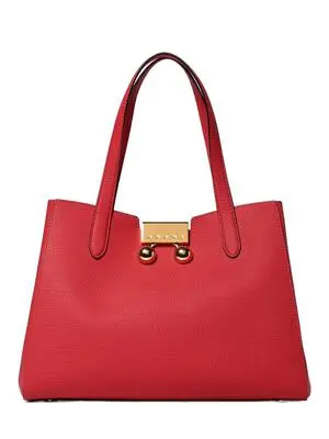 Marni Marni Textured Leather Shoulder Bag With Gold Tone Clasp Red