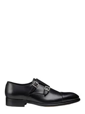 DOUCAL'S Monk Strap Brogue Shoes - Black