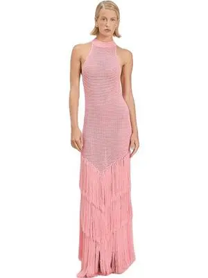 Devon Windsor True Knitted Fringe Maxi Dress Neutral