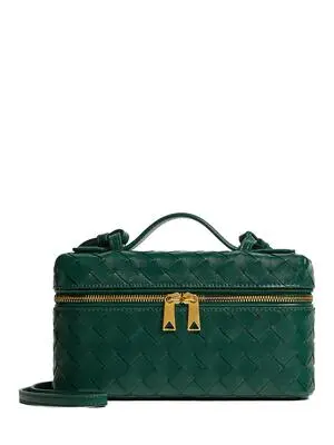 Bottega Veneta Intrecciato Leather Vanity Case Emerald Green