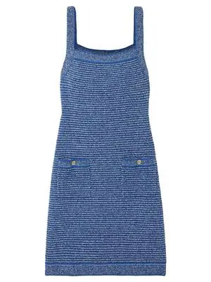 Gucci Striped Cotton-blend Bouclé Mini Dress Blue