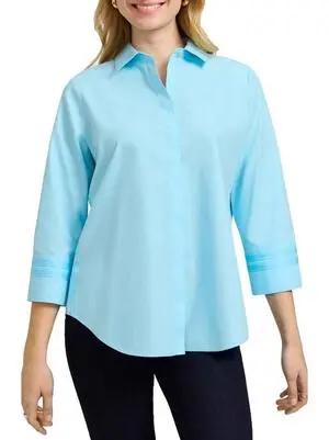 Foxcroft Brooke Grosgrain Trim Shirt - Soft Aqua
