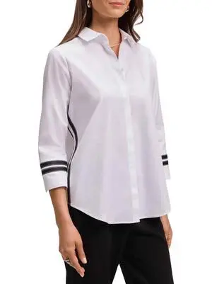 Foxcroft Brooke Grosgrain Trim Shirt - White