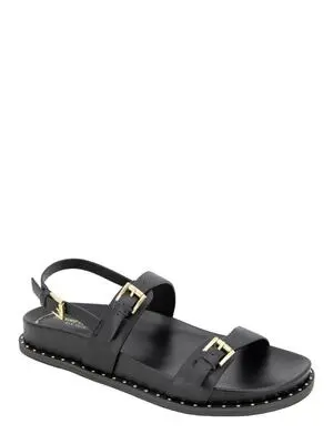 KENNETH COLE Kenneth Cole Drinity Flat Slingback Sandal Black Leather